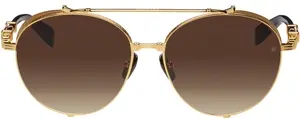 Balmain Balmain Gold & Brown Brigade II Sunglasses - Gold