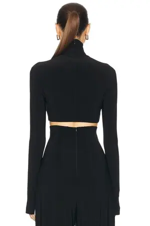 Norma Kamali Cropped Slim Fit Long Sleeve Turtleneck Top