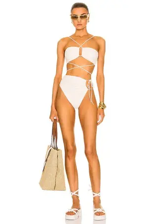Magda Butrym Wrap Tie Bikini Top - Cream