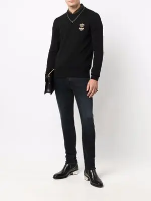Dolce & Gabbana Embroidered Virgin Wool Jumper - Black