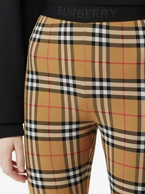 Burberry Vintage Check Logo Leggings - Brown