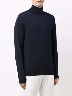 Fedeli Roll-neck Knitted Jumper - Blue