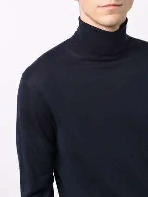 Fedeli Roll-neck Knitted Jumper - Blue
