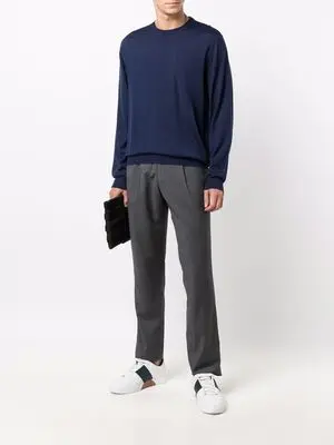 Fedeli Crew-neck Virgin Wool Jumper - Blue