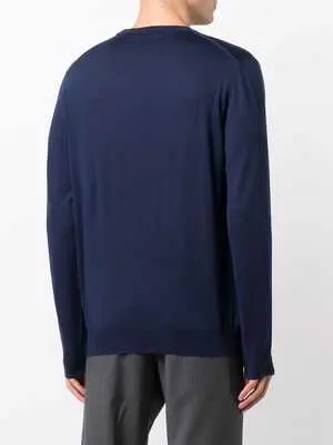 Fedeli Crew-neck Virgin Wool Jumper - Blue
