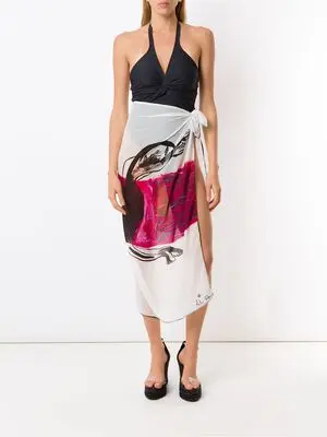 AMIR SLAMA Printed Beach Skirt - White