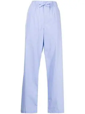 TEKLA Drawstring Poplin Pajama Bottoms - Blue