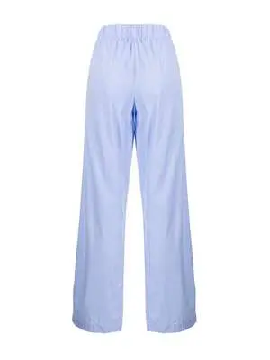 TEKLA Drawstring Poplin Pajama Bottoms - Blue