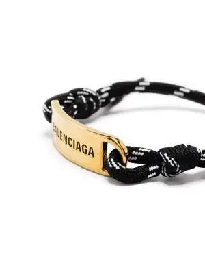Balenciaga Plaque Shoelace Bracelet - Black | Editorialist