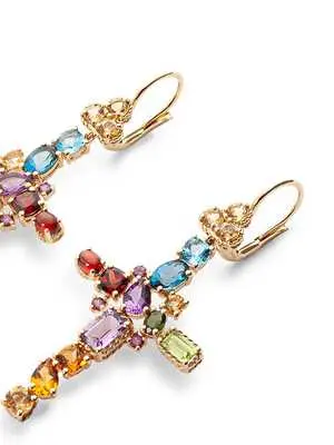 Dolce & Gabbana 18kt Yellow Gemstone Cross Earrings