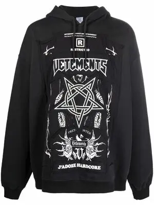 Vetements J'Adore Hardcore Patchwork Hoodie In Black - 17