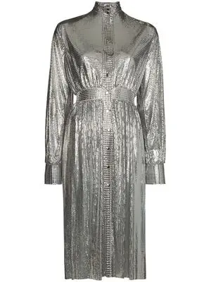 Rabanne High Neck Sequin Mesh Dress