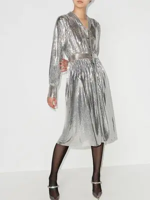 Rabanne High Neck Sequin Mesh Dress