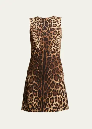 Dolce & Gabbana Leopard-Print Shift Dress - Lghbrowprt