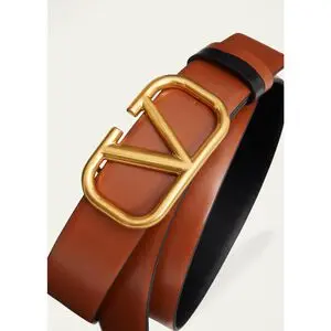 Valentino Garavani Vlogo Reversible Leather Belt - Black/selleria