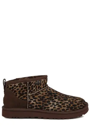 UGG Classic Ultra Mini Calf Hair Ankle Boots - Brown