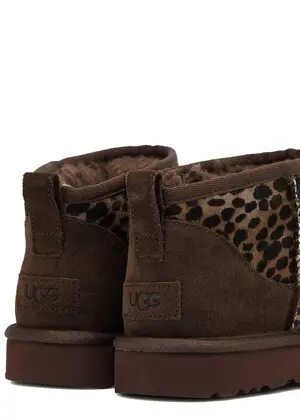 UGG Classic Ultra Mini Calf Hair Ankle Boots - Brown