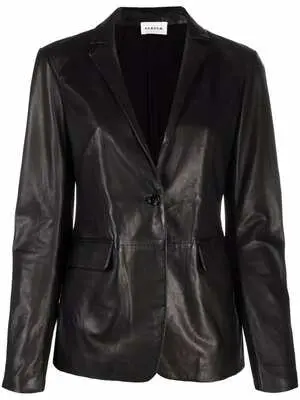 P.a.r.o.s.h Single-breasted Leather Blazer - Black