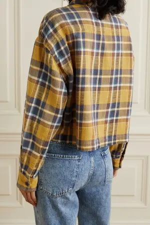 R13 Cropped Plaid Cotton-flannel Shirt