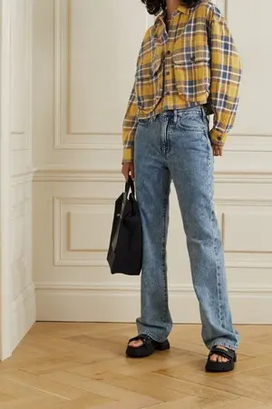 R13 Cropped Plaid Cotton-flannel Shirt