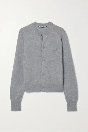 Acne Studios Appliquéd Wool Cardigan Gray