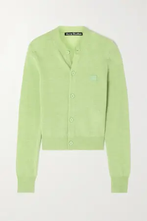 Acne Studios Appliquéd Wool Cardigan Green