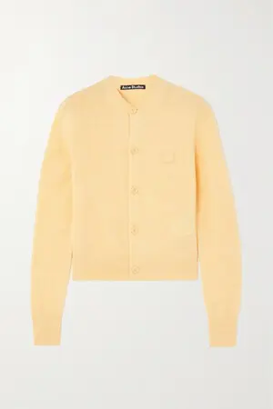 Acne Studios Appliquéd Wool Cardigan Yellow