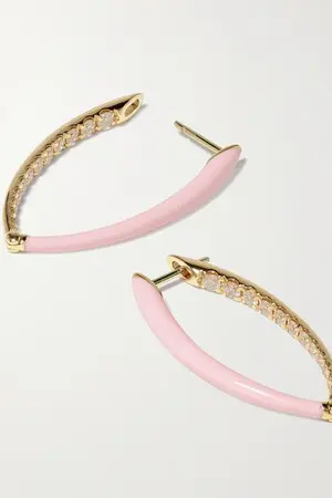 Melissa Kaye Cristina Medium 18-karat Enamel And Diamond Earrings