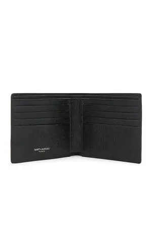 Saint Laurent Croc Embossed Billfold Wallet - Black