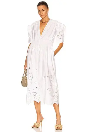GANNI Broderie Anglaise Dress In White