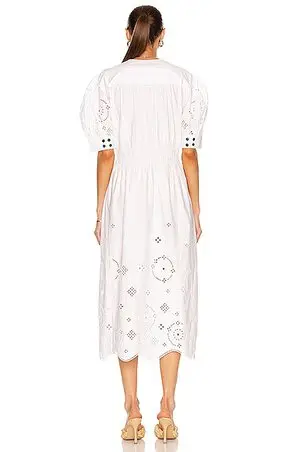 GANNI Broderie Anglaise Dress In White