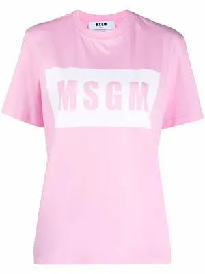 MSGM Logo-print Cotton T-shirt - Pink
