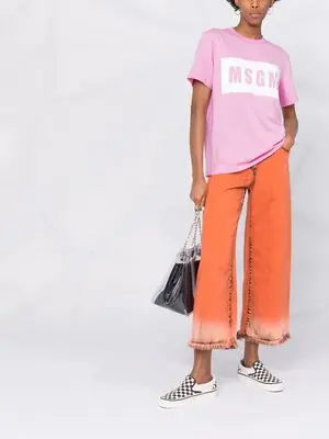 MSGM Logo-print Cotton T-shirt - Pink