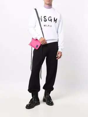 MSGM Logo-print Crew Neck Sweatshirt - White