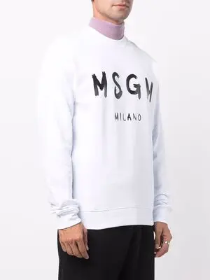 MSGM Logo-print Crew Neck Sweatshirt - White