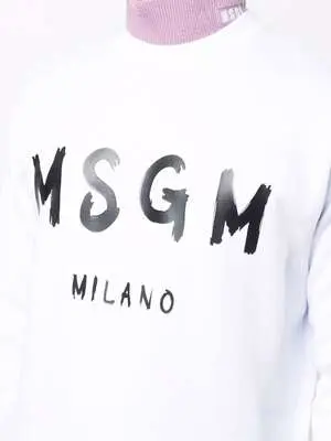 MSGM Logo-print Crew Neck Sweatshirt - White