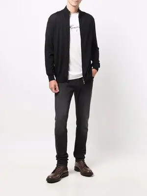 Emporio Armani Zip-up Virgin Wool Cardigan - Blue
