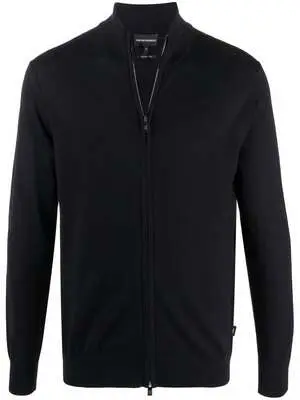 Emporio Armani Zip-up Virgin Wool Cardigan - Blue