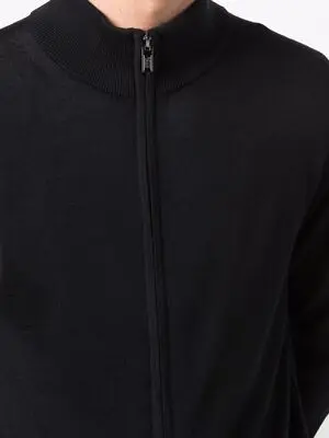 Emporio Armani Zip-up Virgin Wool Cardigan - Blue