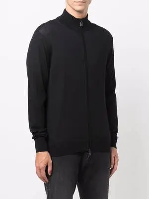 Emporio Armani Zip-up Virgin Wool Cardigan - Blue