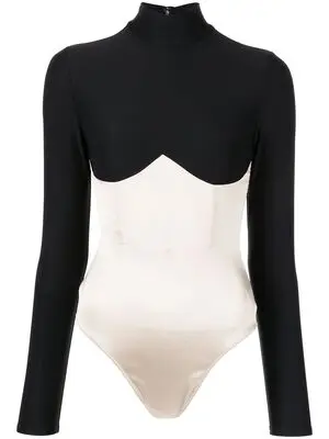 FLEUR DU MAL Mock Neck Bodysuit - Black