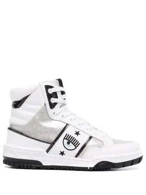 CHIARA FERRAGNI Eye-motif High-top Sneakers - White