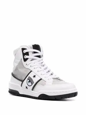 CHIARA FERRAGNI Eye-motif High-top Sneakers - White