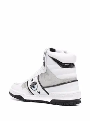 CHIARA FERRAGNI Eye-motif High-top Sneakers - White