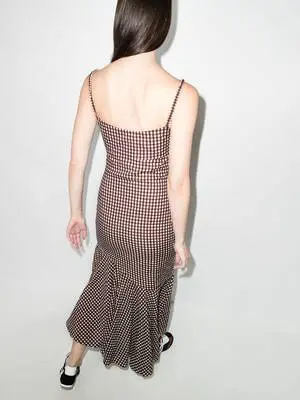 brown and black gingham dress Classic Tan Gingham Fit Flare Dress