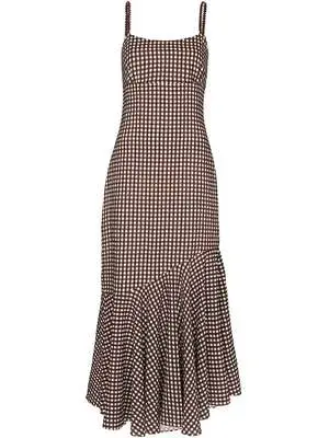 brown gingham dress asos ASOS Design Yellow Halter Gingham Picnic Dress with Tags Attached (12)   The Thrifty Hippy