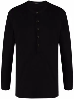 TOM FORD Round-neck Henley T-shirt - Black
