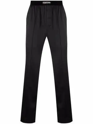 TOM FORD Logo-waistband Silk Pajama Trousers - Black