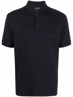 Giorgio Armani Logo-embroidered Polo Shirt - Blue
