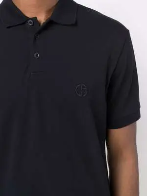 Giorgio Armani Logo-embroidered Polo Shirt - Blue